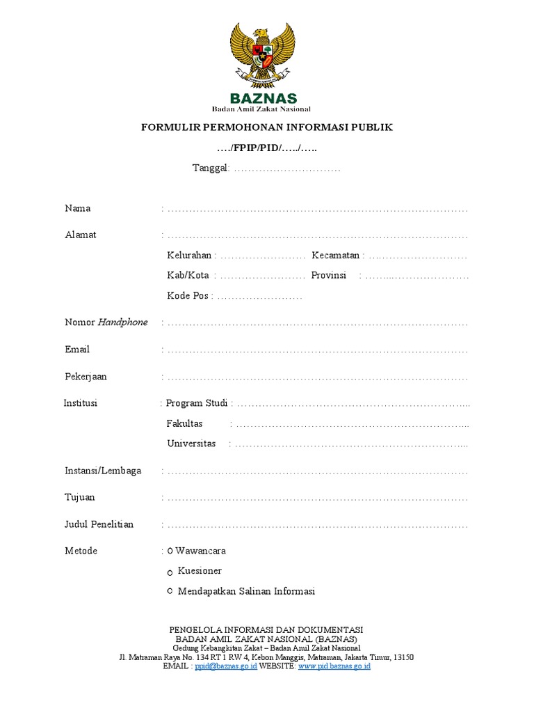 Formulir Permohonan Informasi Publik | PDF