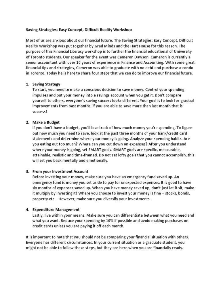 Financial Literacy Workshop for Students | PDF | Credit Card | Money