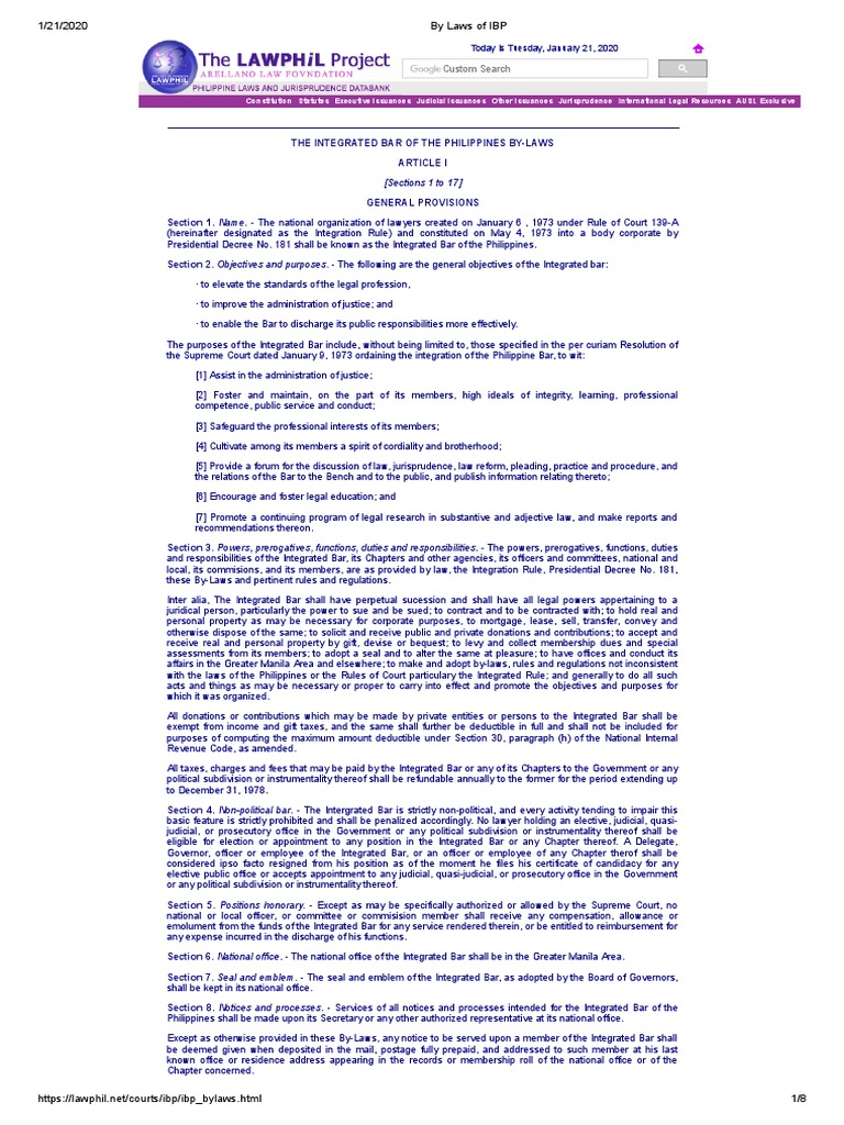 By Laws of IBP | Download Free PDF | Board Of Directors | Presidents Of ...