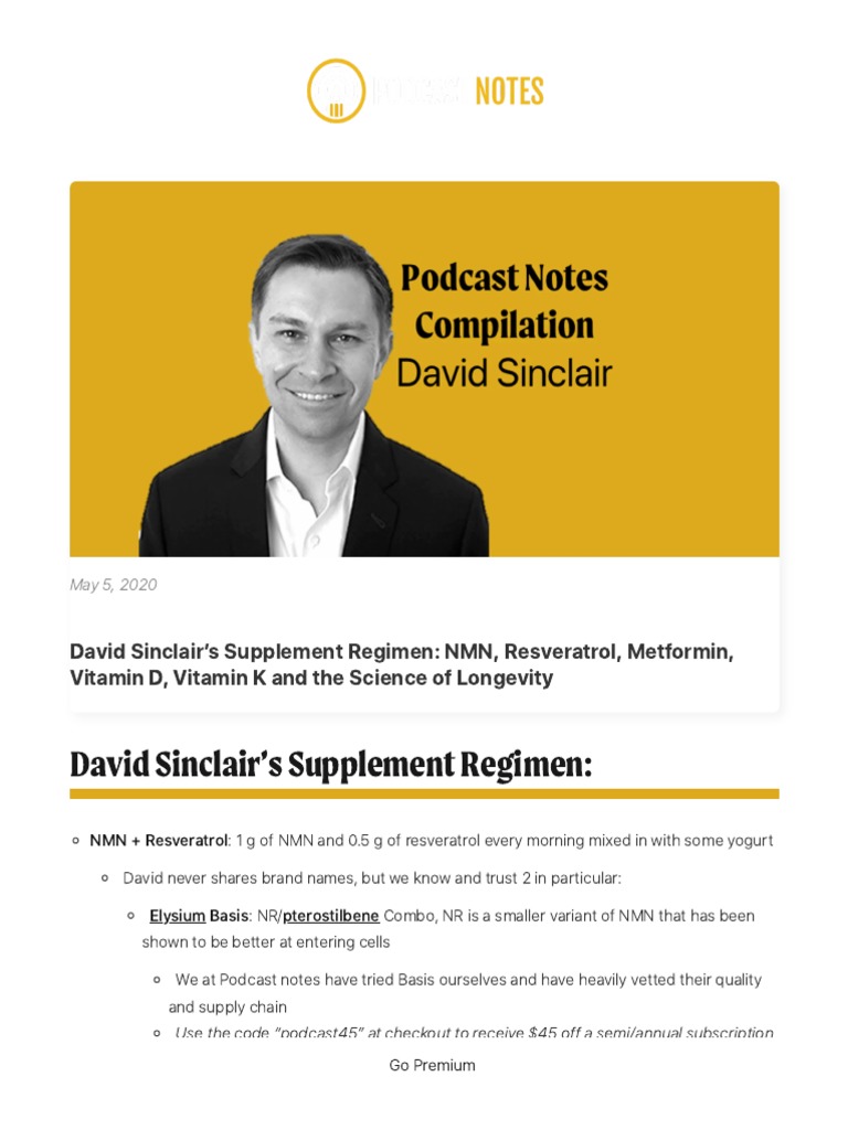 David Sinclair's Supplement Regimen - NMN, Resveratrol, Metformin ...