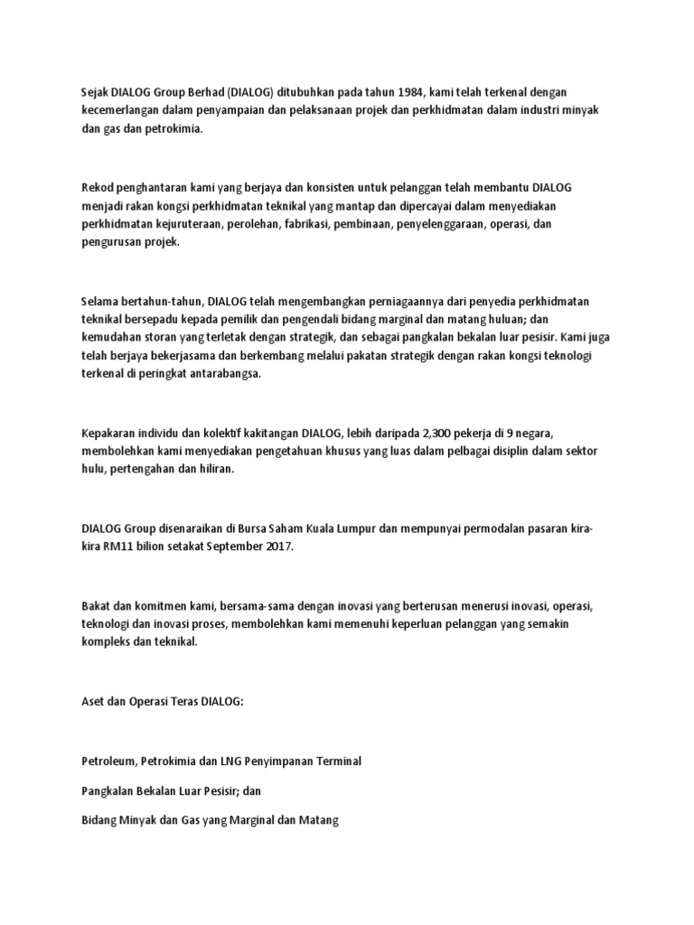 Profail Dialog Group Berhad | PDF