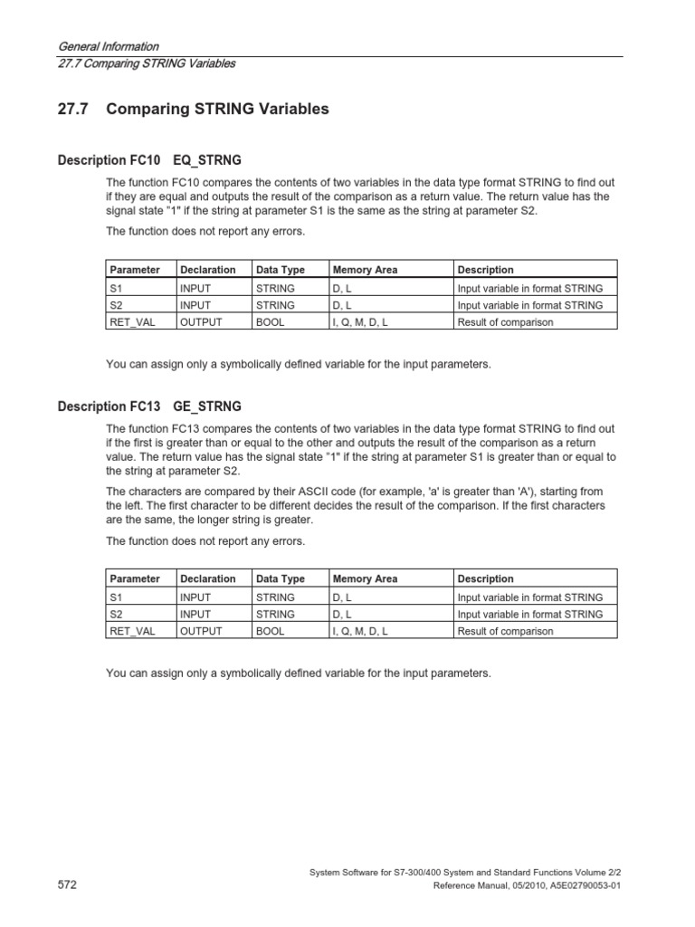 S7 String Compare Functions | PDF | Parameter (Computer Programming ...