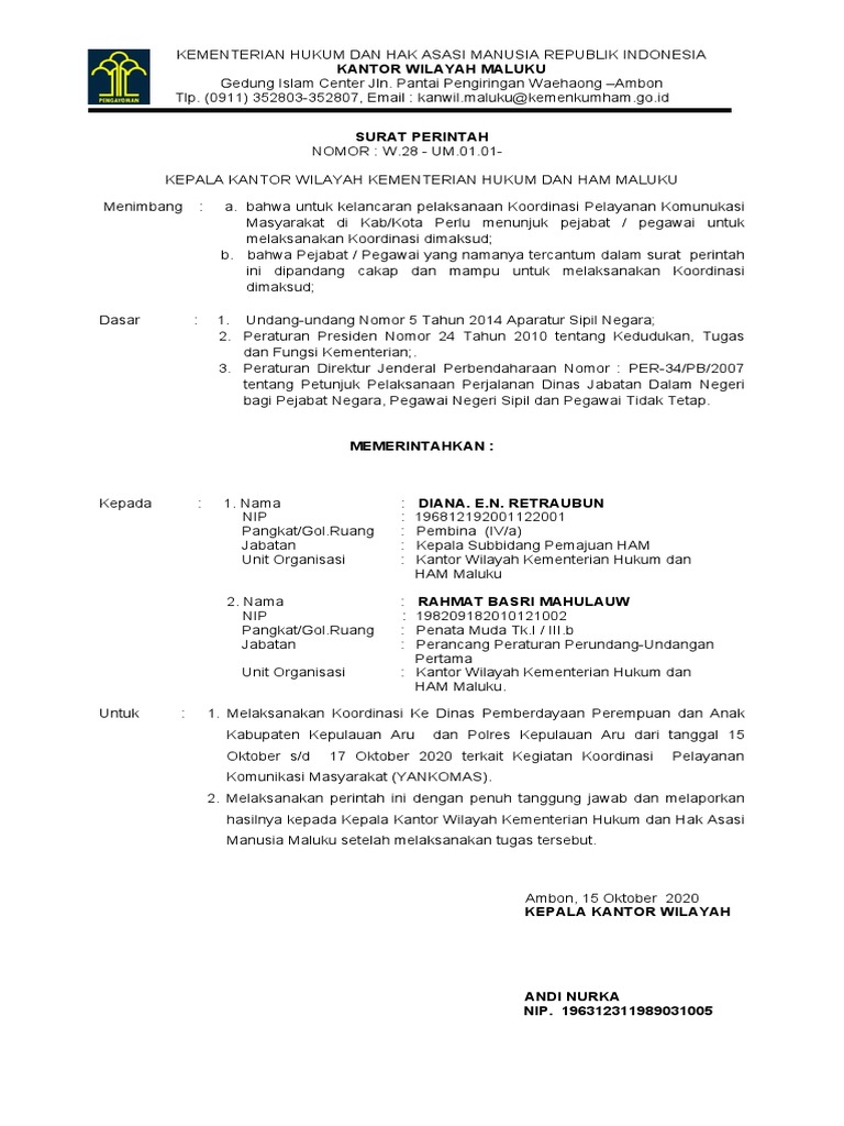 Contoh Sprint Dan SPPD 2020 | PDF