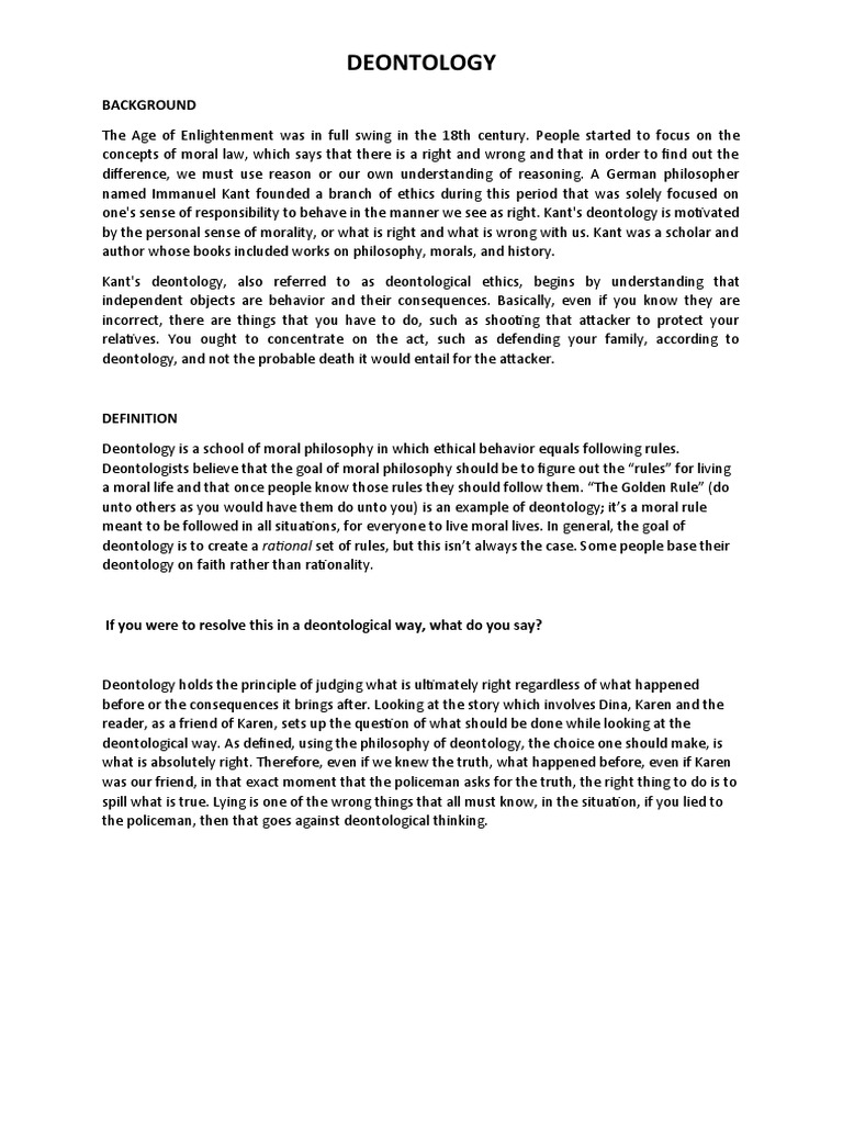 Deontology | PDF | Morality | Immanuel Kant
