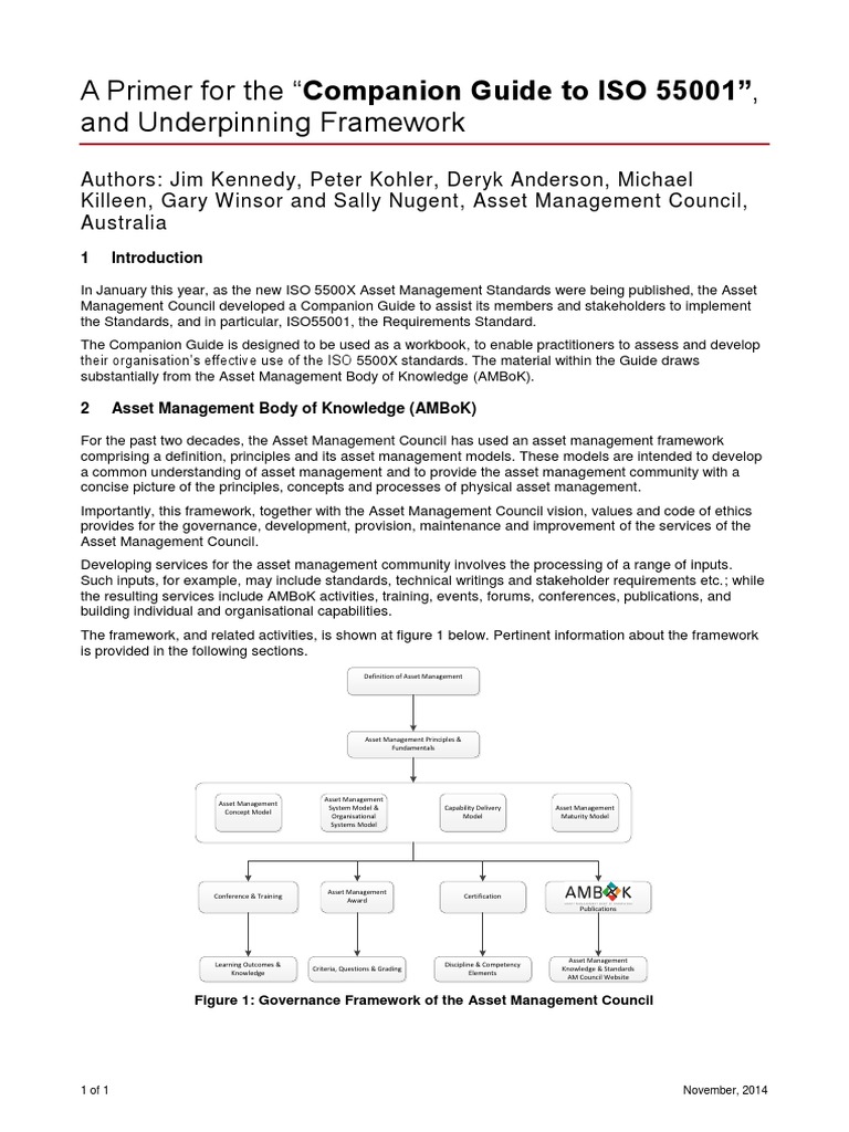 A Primer For The "Companion Guide To ISO 55001", and Underpinning Framework | PDF | System ...