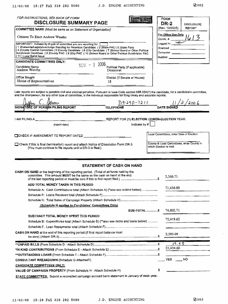 Wenthe Andrew - 1613 - Scanned | PDF | Political Action Committee ...