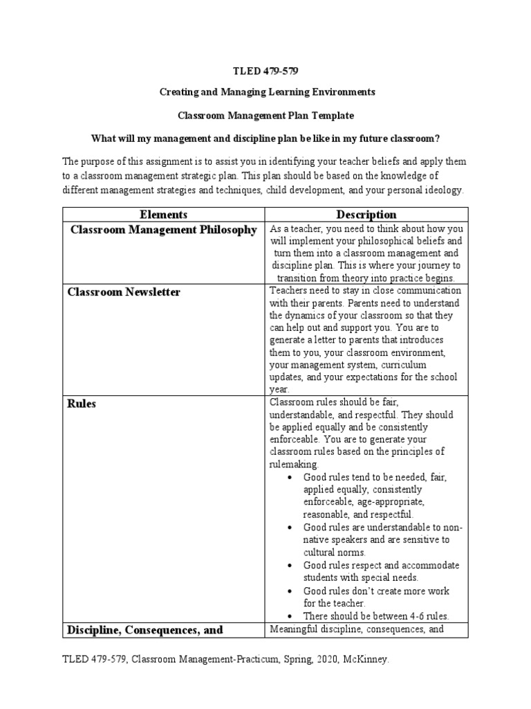 Classroom Management Plan Guide | PDF | Classroom Management | Classroom