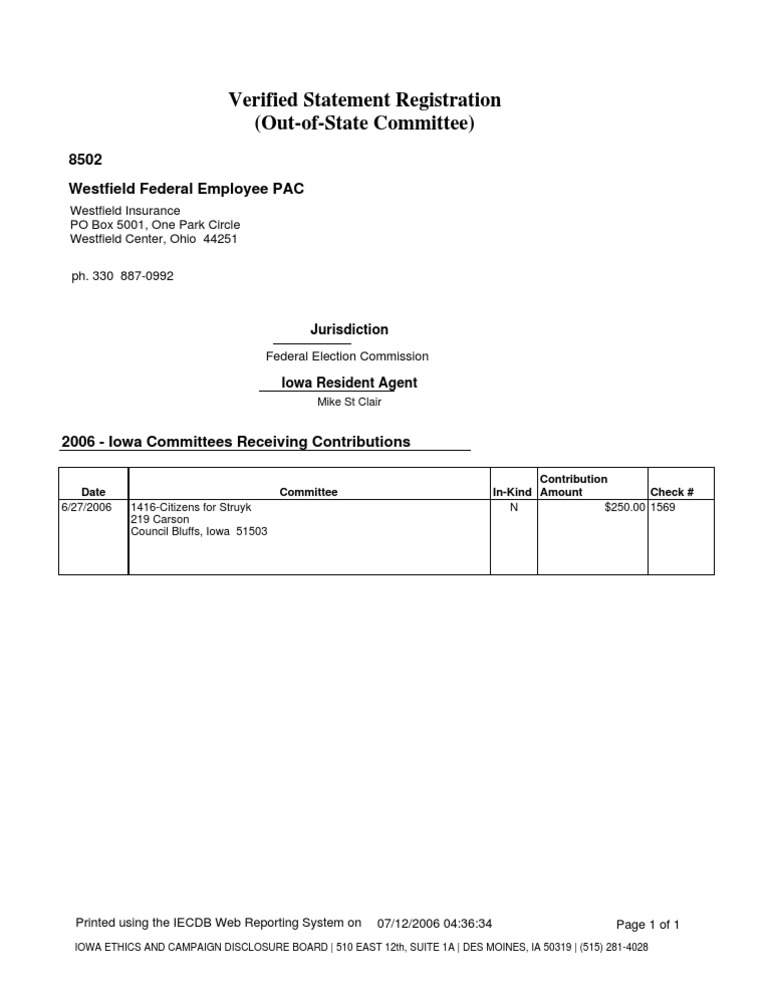 Westfield Federal Employee PAC - 8502 - VSR | PDF