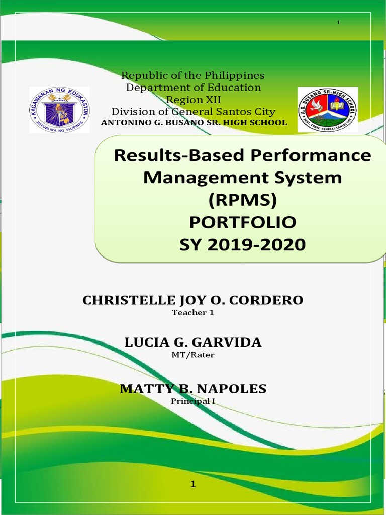 Results-Based Performance Management System (RPMS) Portfolio SY 2019 ...