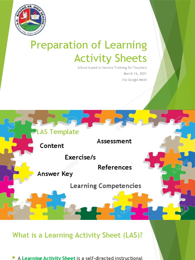 Preparation of Learning Activity Sheets: School-Based In-Service ...
