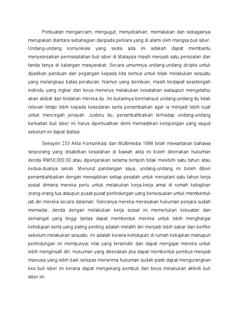 Reformasi Undang-Undang Buli Siber Malaysia | PDF