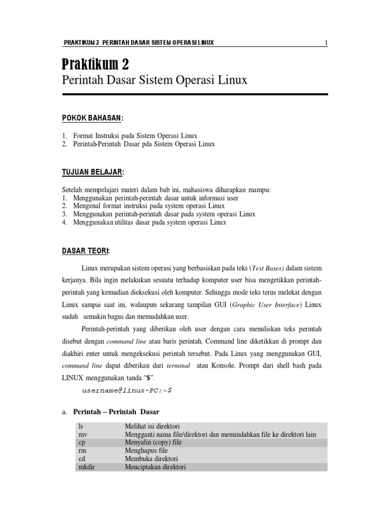 Perintah Dasar Linux untuk Pemula | PDF