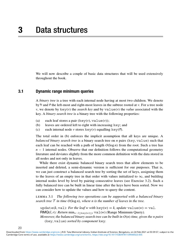 Data Structures: 3.1 Dynamic Range Minimum Queries | PDF | Algorithms And Data Structures ...