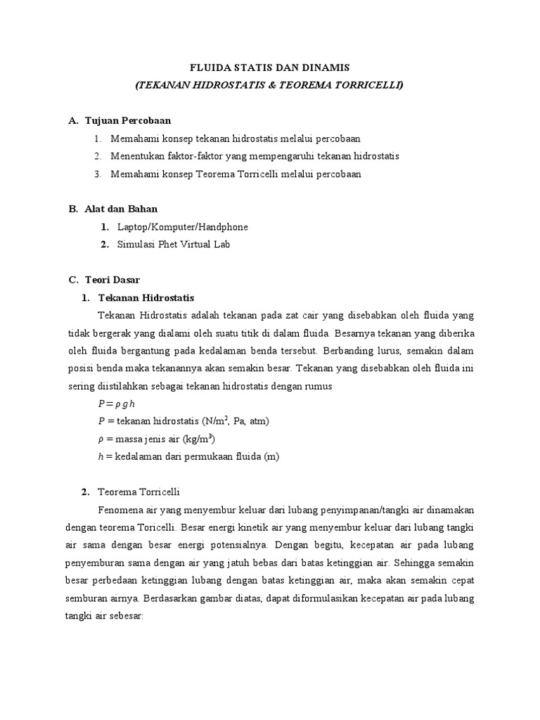 Modul Praktikum Fluida Statis & Dinamis | PDF