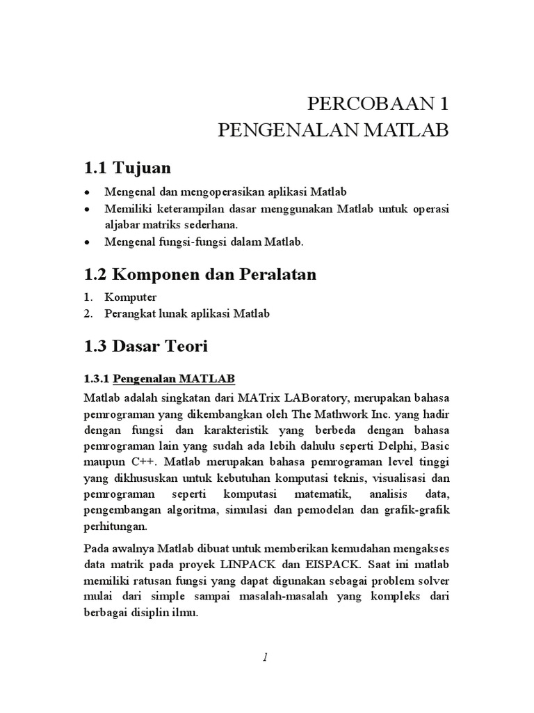 Pengenalan MATLAB | PDF