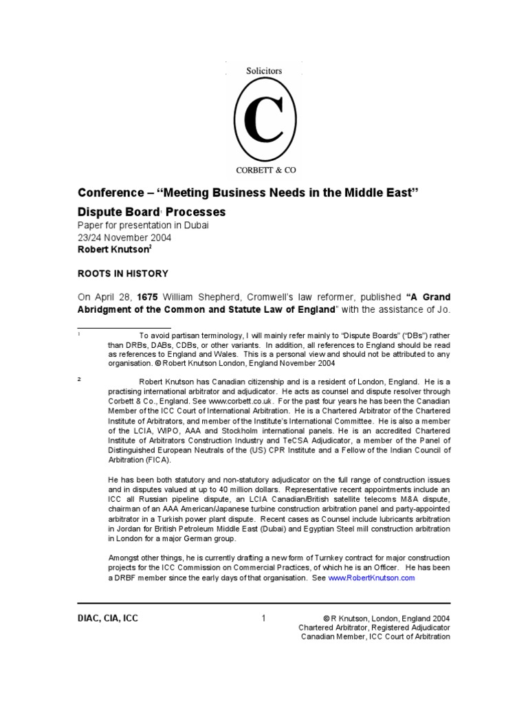 Dispute Adjudication Board Paper-Nov2004 | PDF | Business