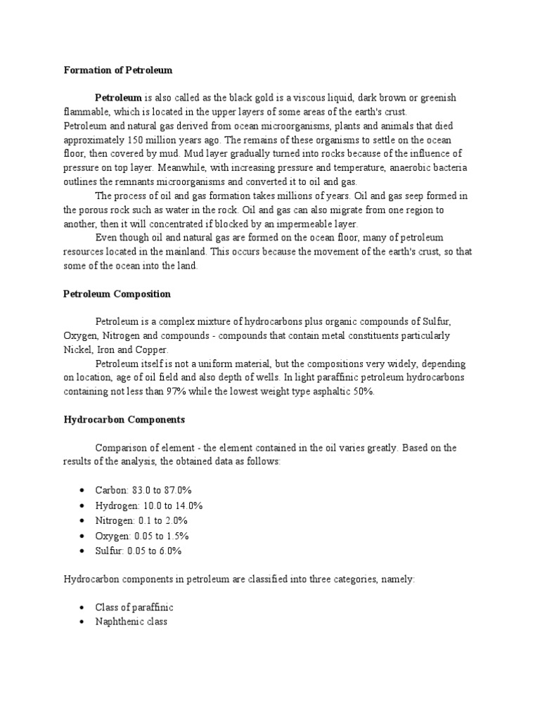 Formation of Petroleum | PDF | Gasoline | Petroleum
