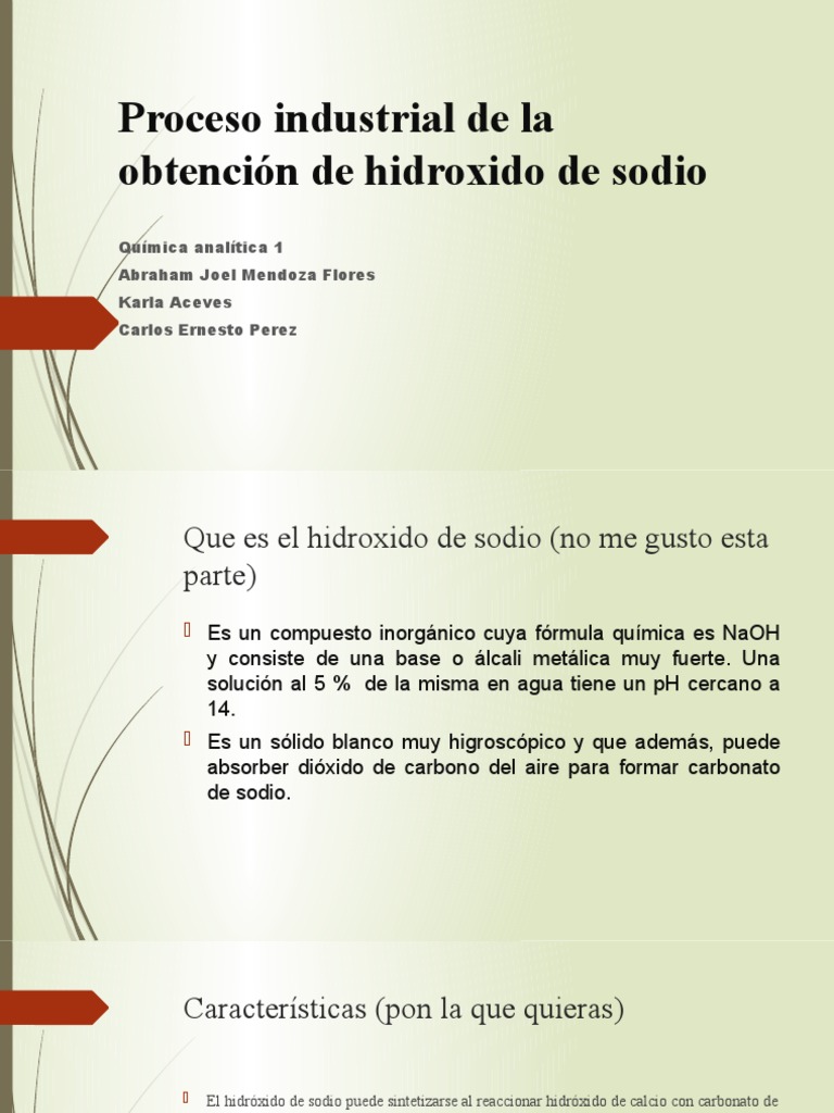 Proceso industrial de la obtención de hidroxido | PDF | Hidróxido de ...