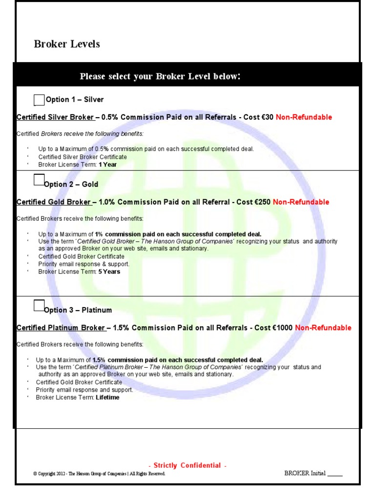 Broker Levels: Please Select Your Broker Level Below | PDF ...
