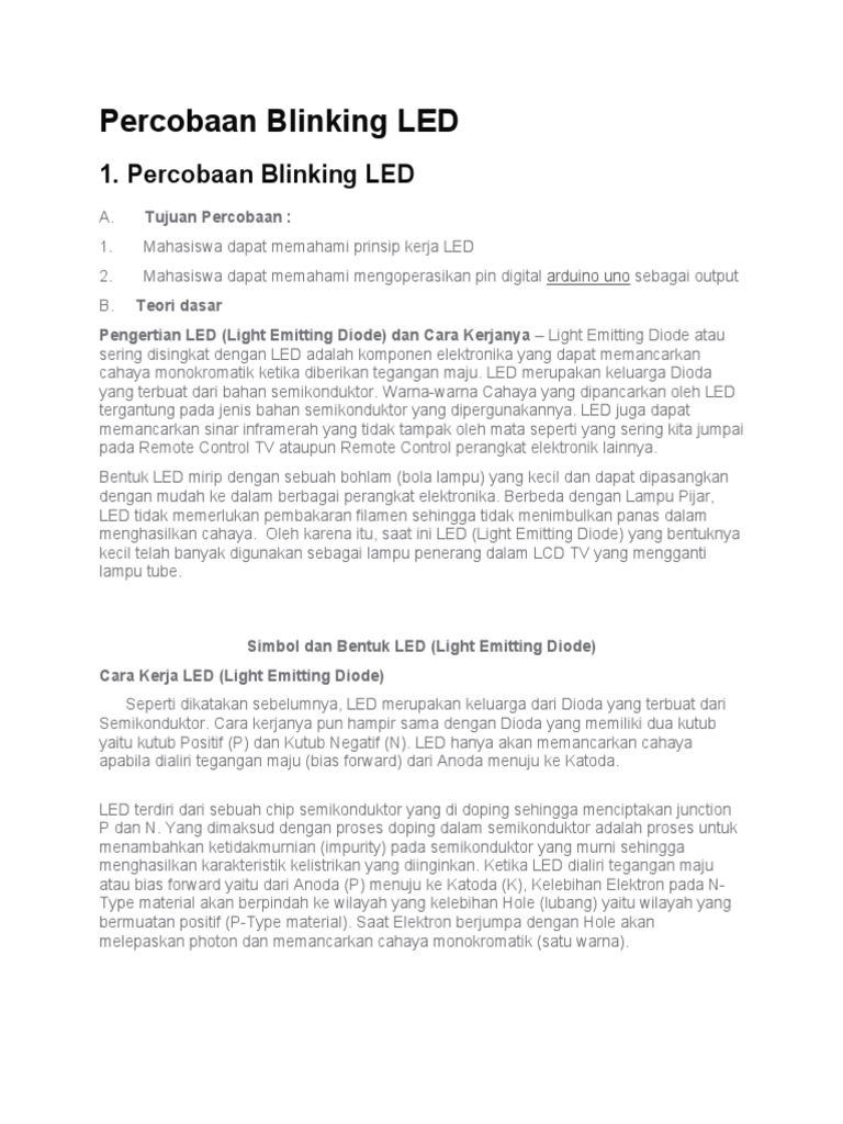Percobaan Blinking LED | PDF