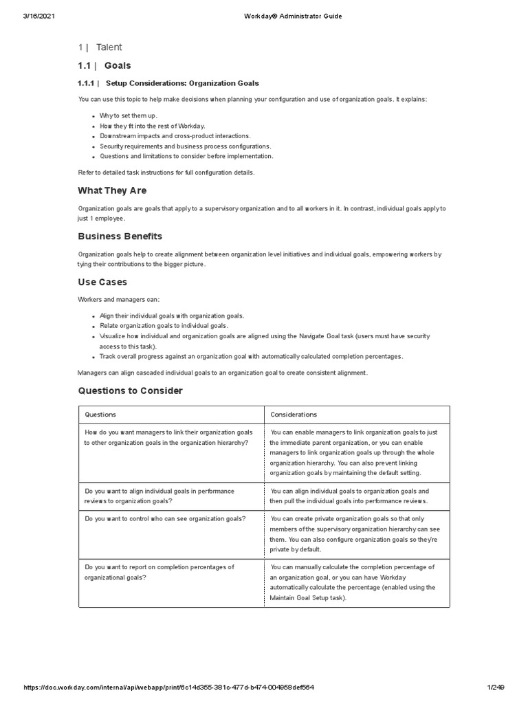 Talent - Workday® Administrator Guide | PDF | Goal | Business Process