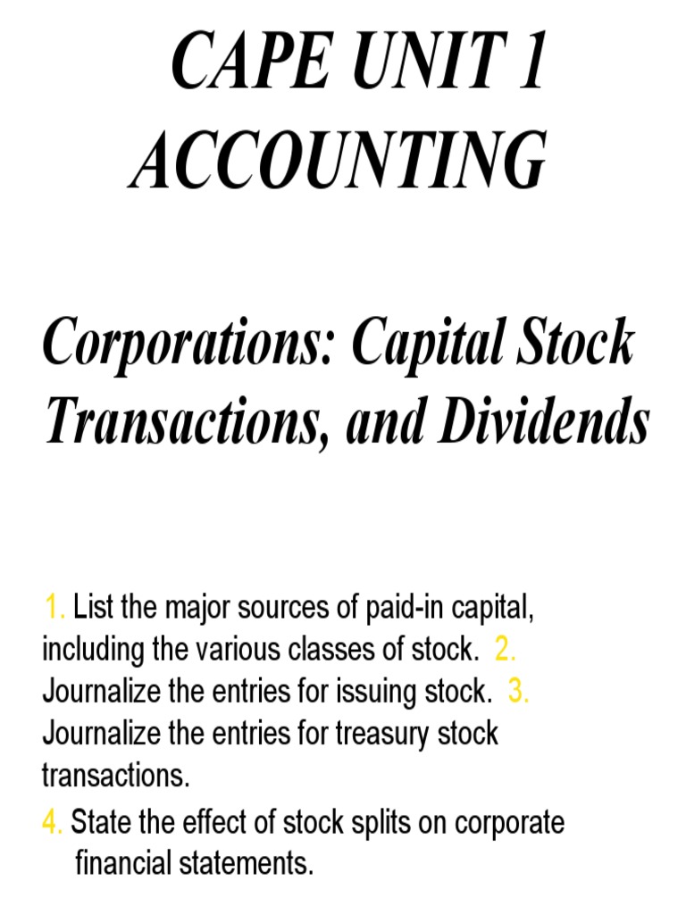 Capital Stock Transactions and Dividends | PDF | Treasury Stock ...
