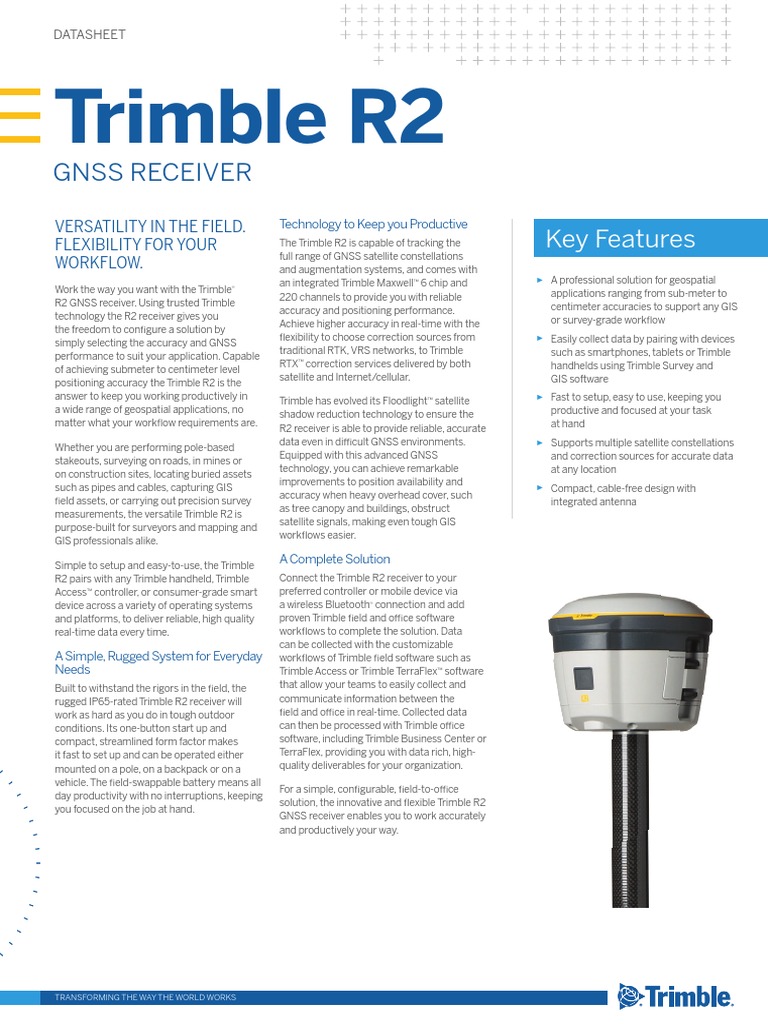 Datasheet - Trimble R2 GNSS Receiver - English A4 | PDF | Geographic ...