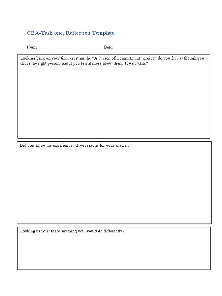 Tel Cba Reflection Template | PDF | Career & Growth