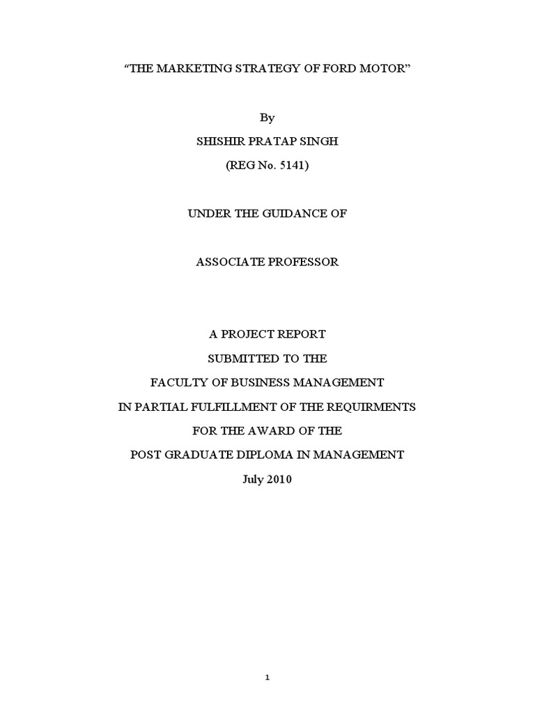 The Marketing Strategy of Ford Motor | PDF | Ford Motor Company ...