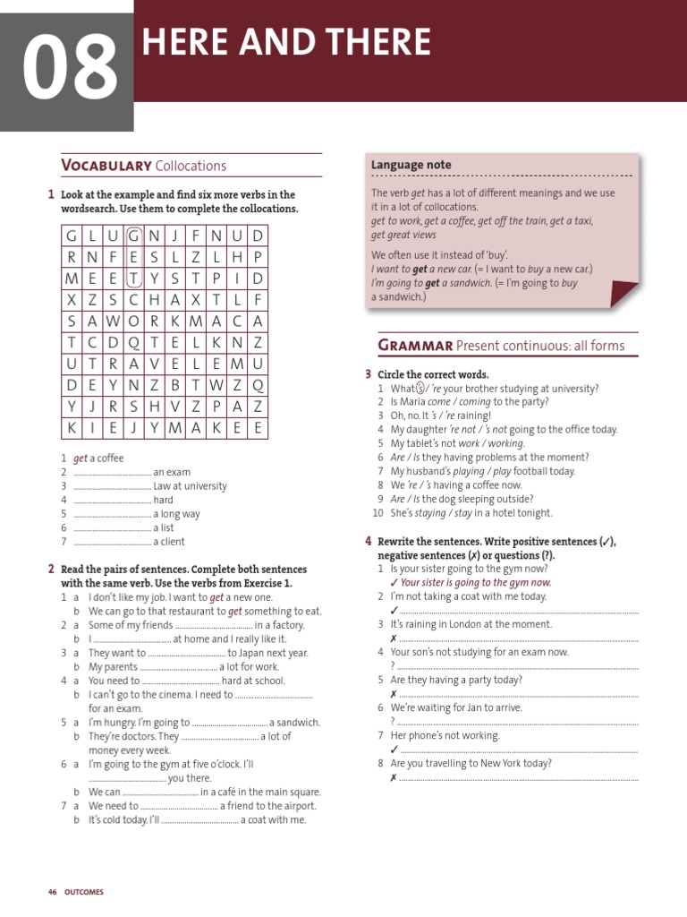 Outcomes Beginner Workbook Unit 8 | PDF | English Language | Room