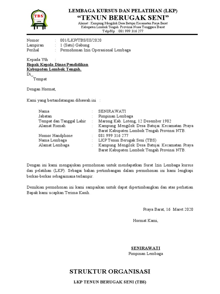 Proposal Pengajuan Ijin Lembaga | PDF