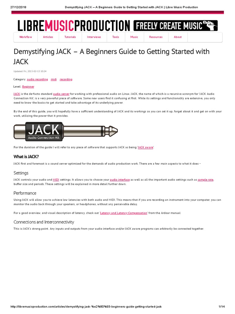Demystifying JACK - A Beginners Guide To Getting Started With JACK - Libre Music Production ...