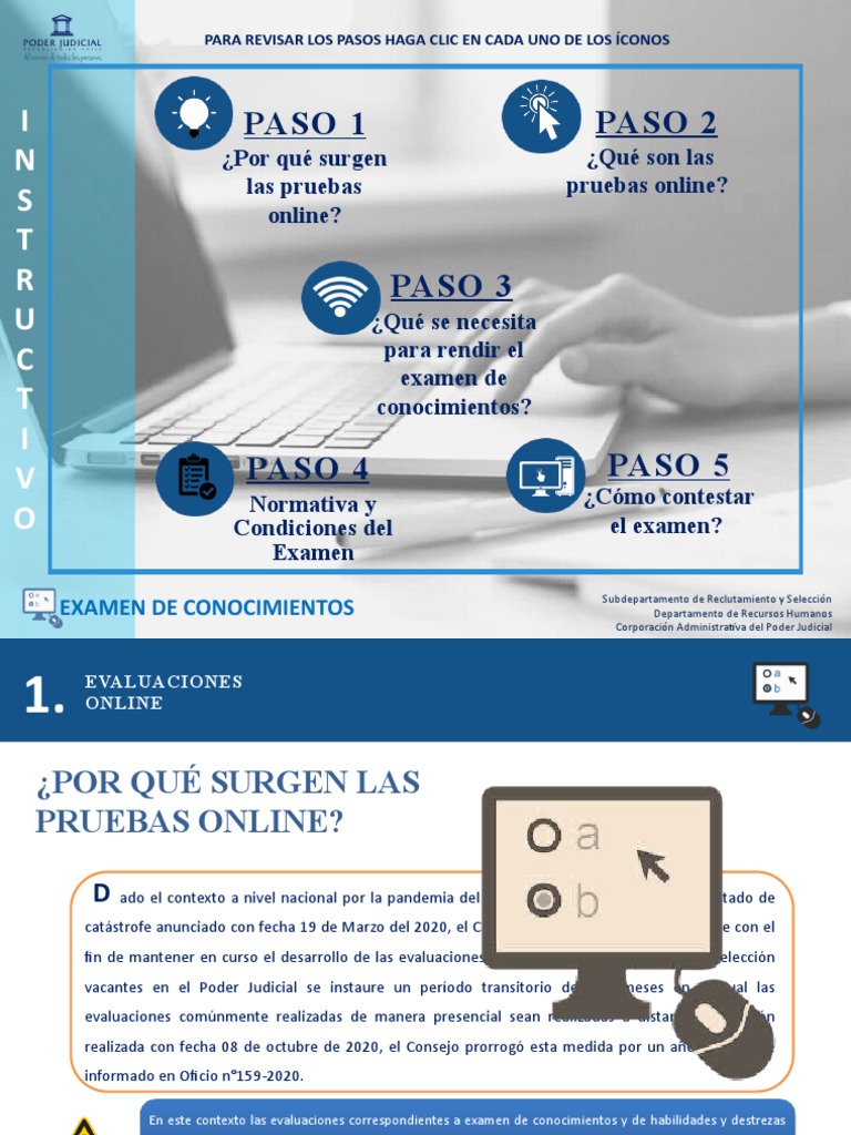 Instructivo Examen de Conocimientos - PPSX | PDF | Prueba (evaluación) | Internet
