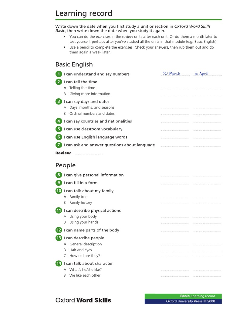 OWS Basic Learning Record | PDF | Preposition And Postposition | Verb