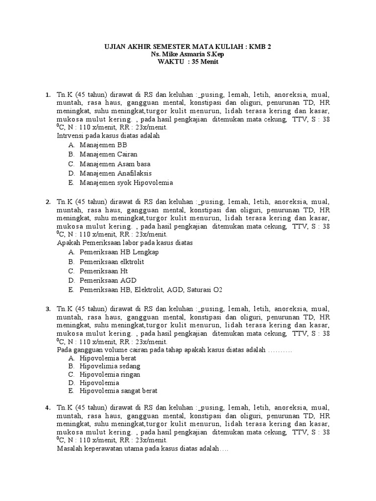 Soal Uas KMB 2 (Ok) e | PDF