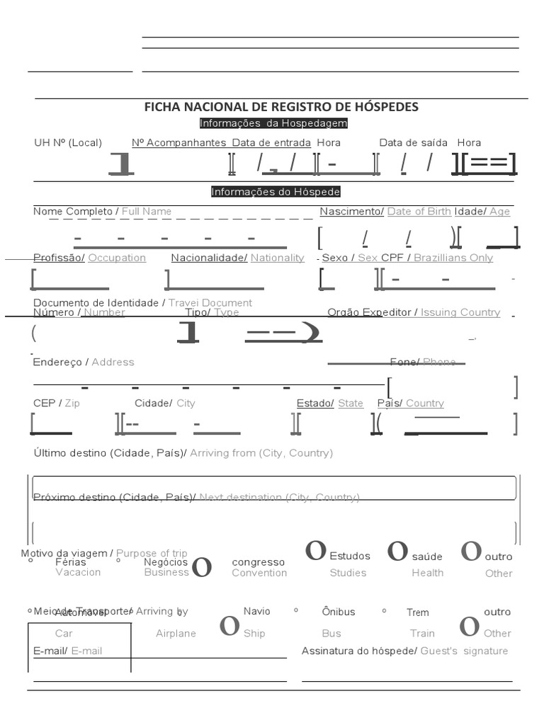 Ficha Nacional de Registro de Hospedes 1 | PDF | Business | Transporte