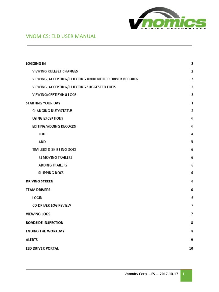 Vnomics: Eld User Manual: Logging 2 | PDF | Computing