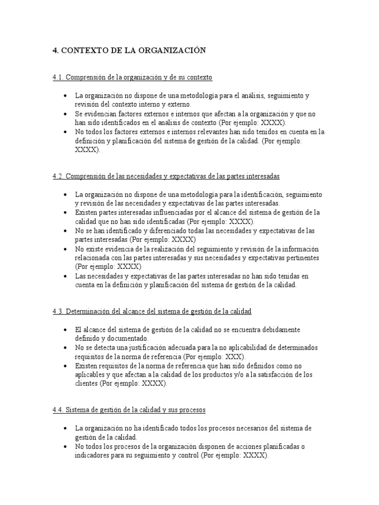 Ejemplos No-Conformidades ISO 9001 - 2015 | PDF | Gestión de la calidad ...