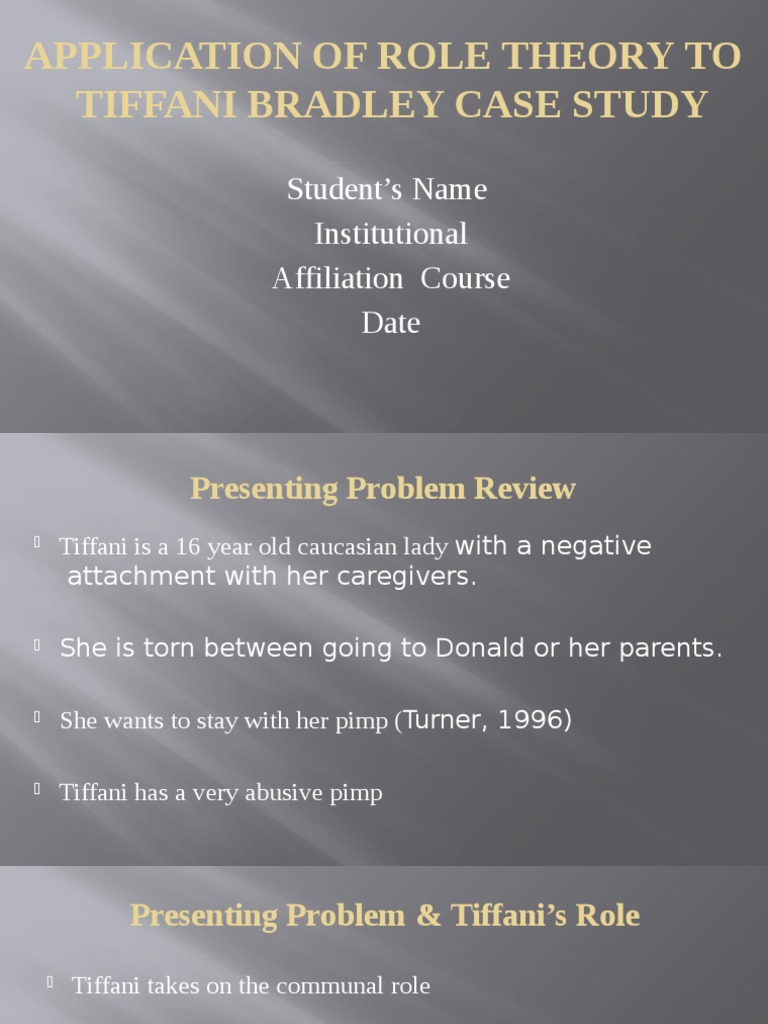 Application of Role Theory To Tiffani Bradley Case Study: Student's ...