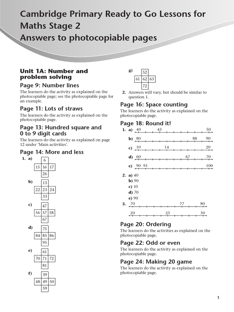 Ready To Go Lessons For Maths Stage 2 Answers | PDF | Shape | Rectangle