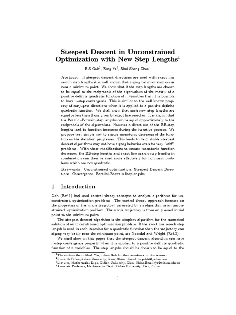 Steepest Descent in Unconstrained Optimization | PDF | Eigenvalues And Eigenvectors ...