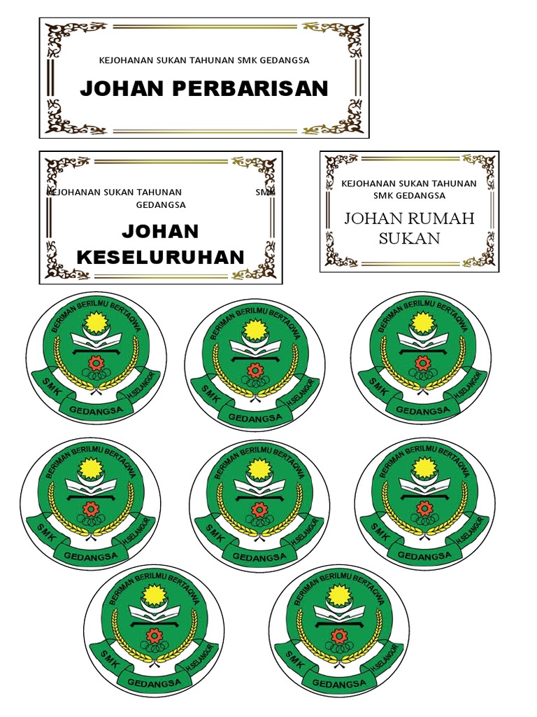 Label Piala Hadiah Sukan | PDF