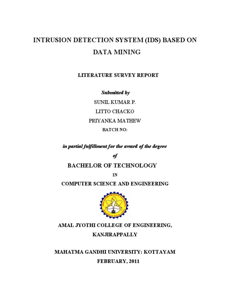 Intrusion Detection System (Ids) Based On Data Mining: Literature Survey Report | PDF | Science ...