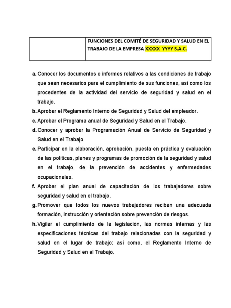 Entregable Funciones Del Comite SST | PDF | Seguridad y salud ocupacional | Bienestar
