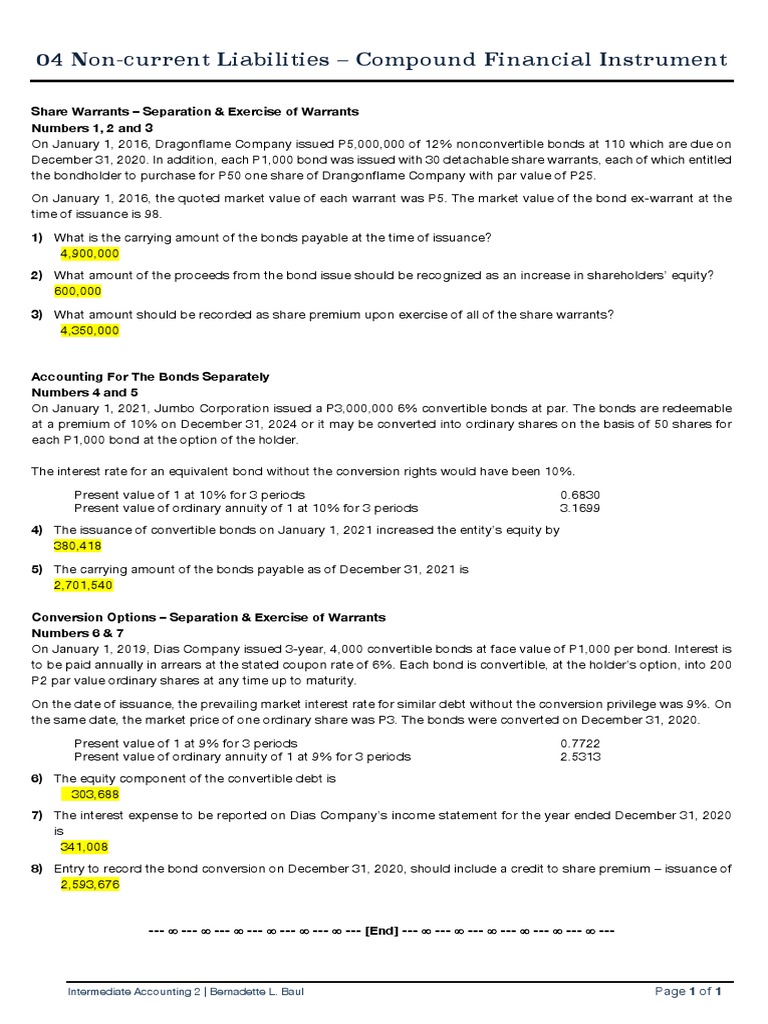 FA2-04 Compound Financial Instrument | PDF | Convertible Bond | Bonds ...