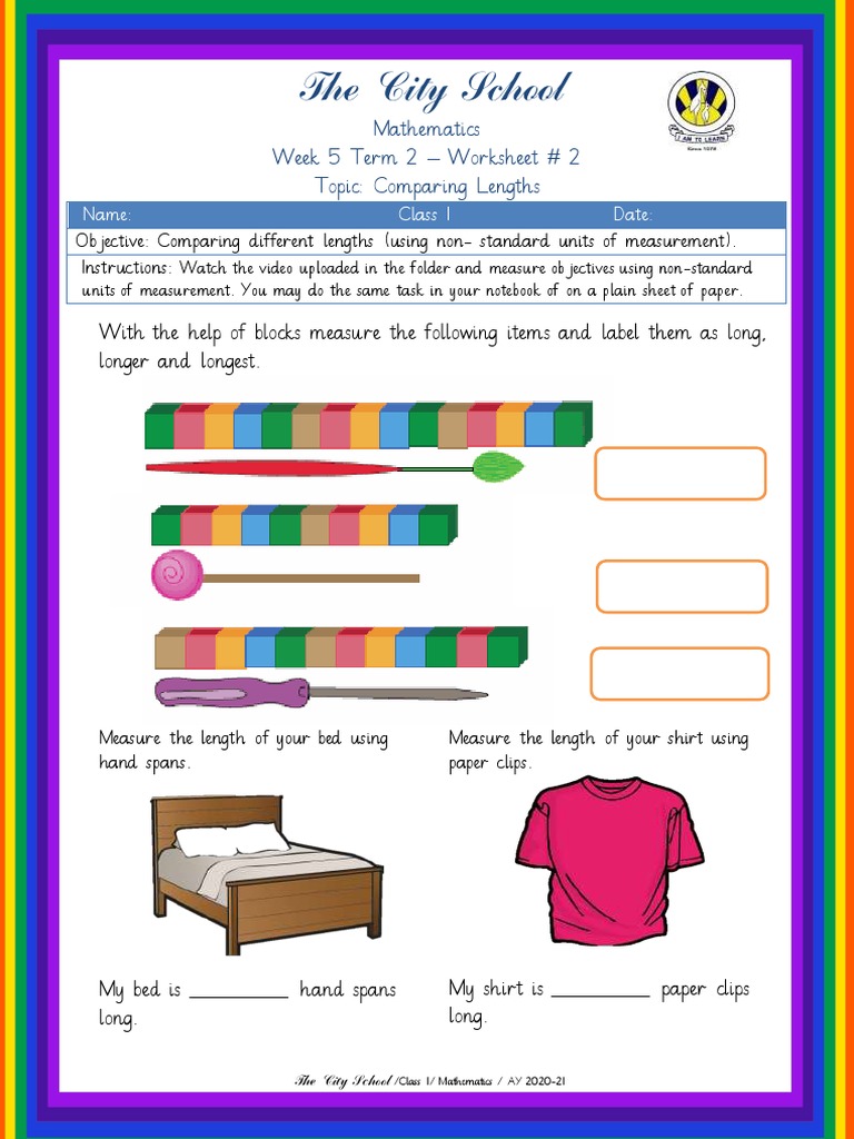 The City School: Mathematics Week 5 Term 2 - Worksheet # 2 Topic ...