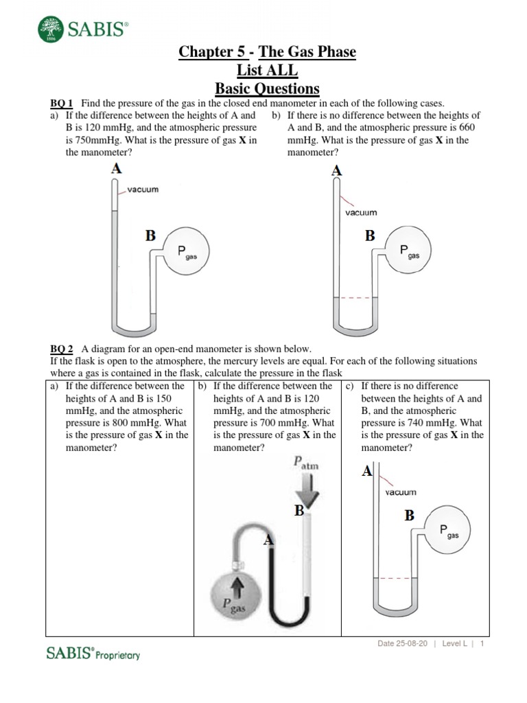 Gas Phase Pressure Calculations | PDF | Gases | Pressure Measurement