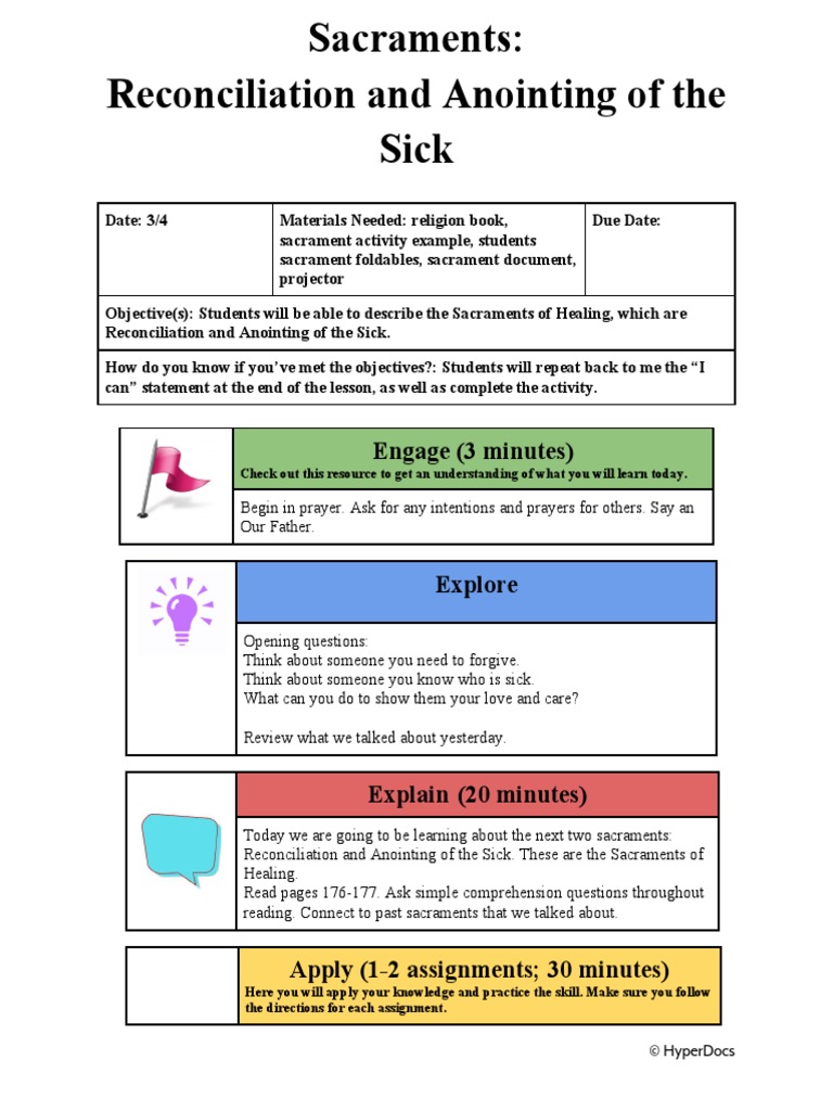 Sacraments of Healing Lesson | PDF | Sacraments | Reading Comprehension