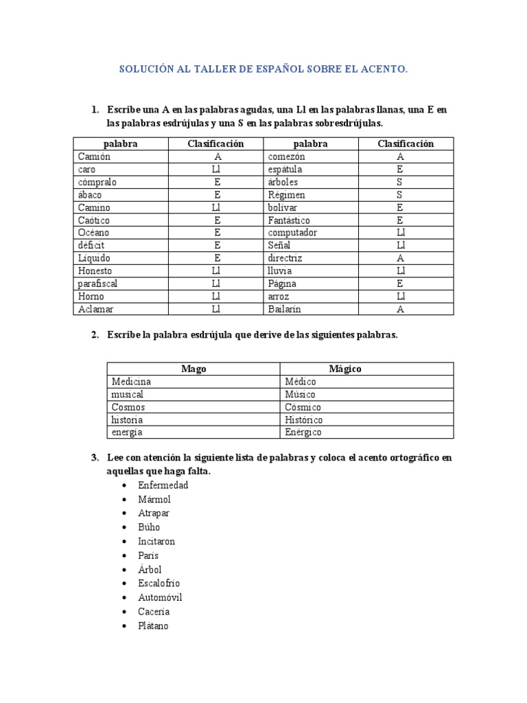 Actividades de Acentuación en Español | PDF