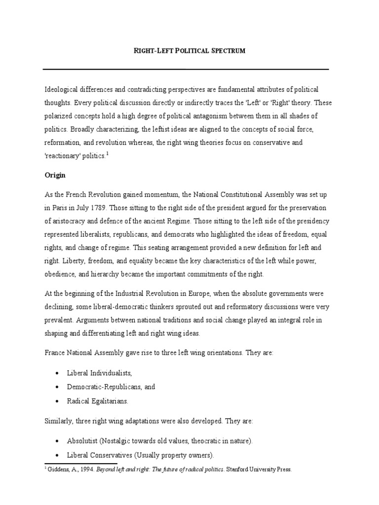 The Right-Left Political Spectrum | PDF | Right Wing Politics | Left ...